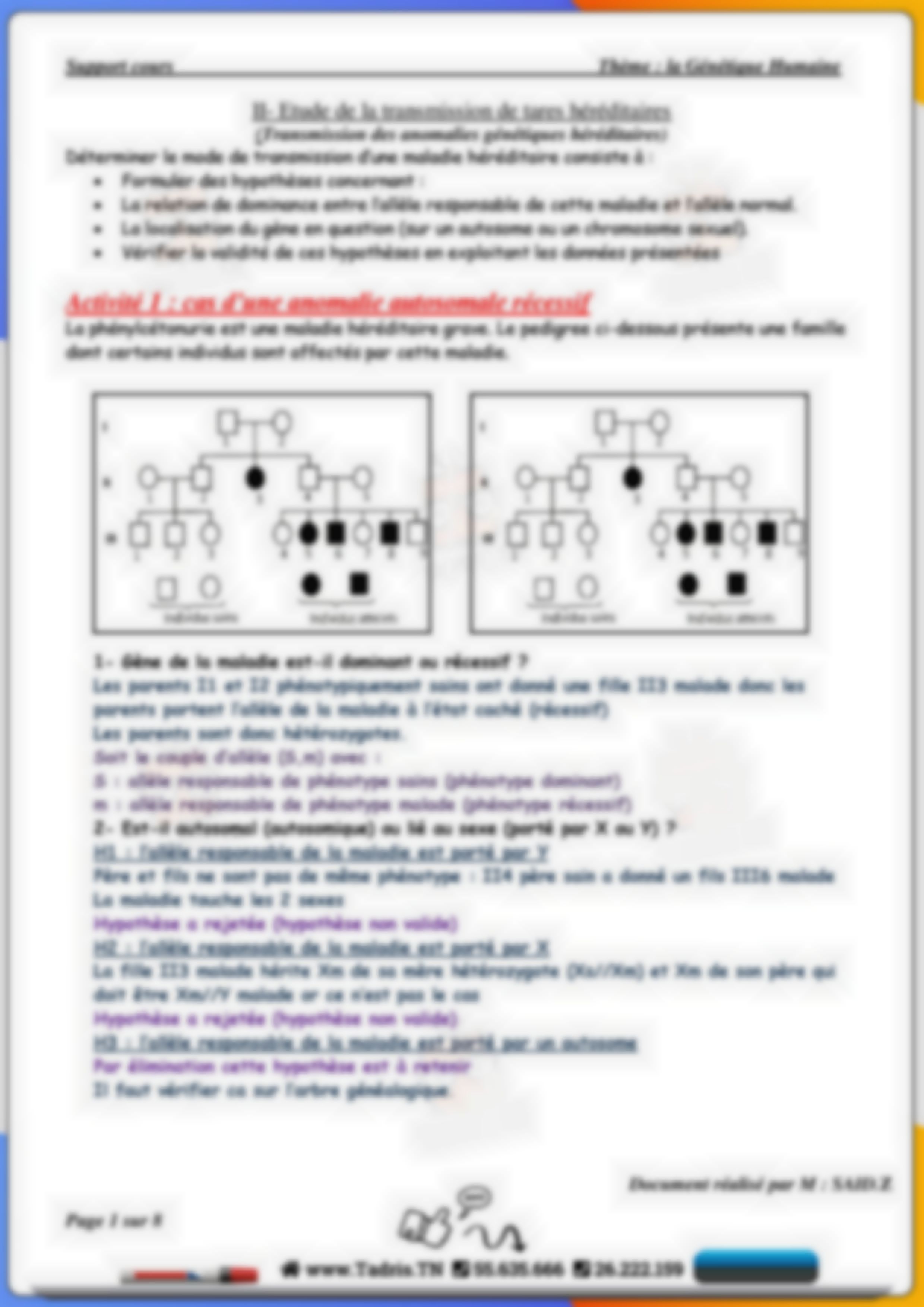 ≡ Bilan Reproduction masculine — Sciences SVT ( Bac Math ) — Tadris.TN ...