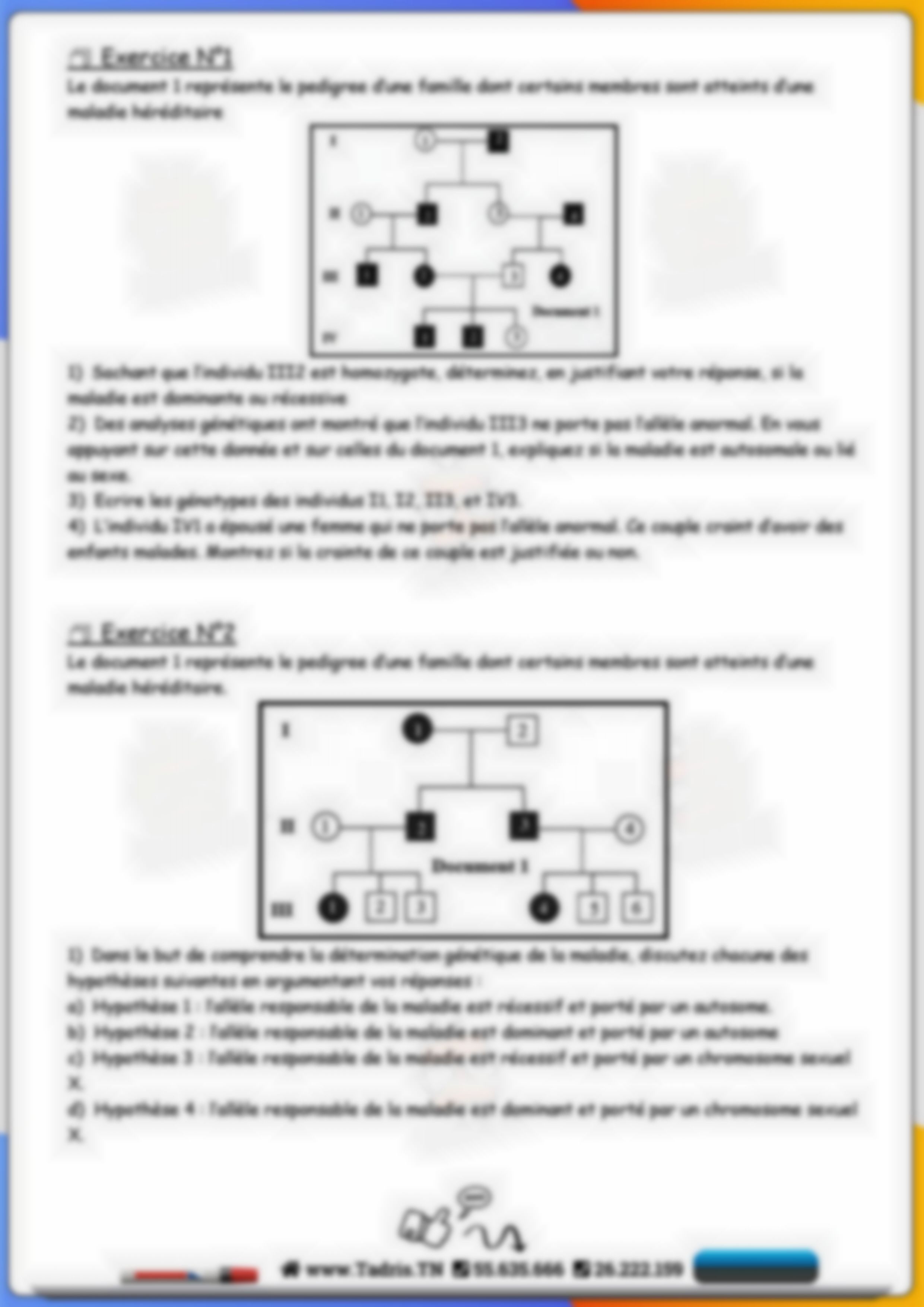 ≡ Exercice — Sciences SVT ( Bac Math ) — Tadris.TN ⚡ Dourous Da3m ...