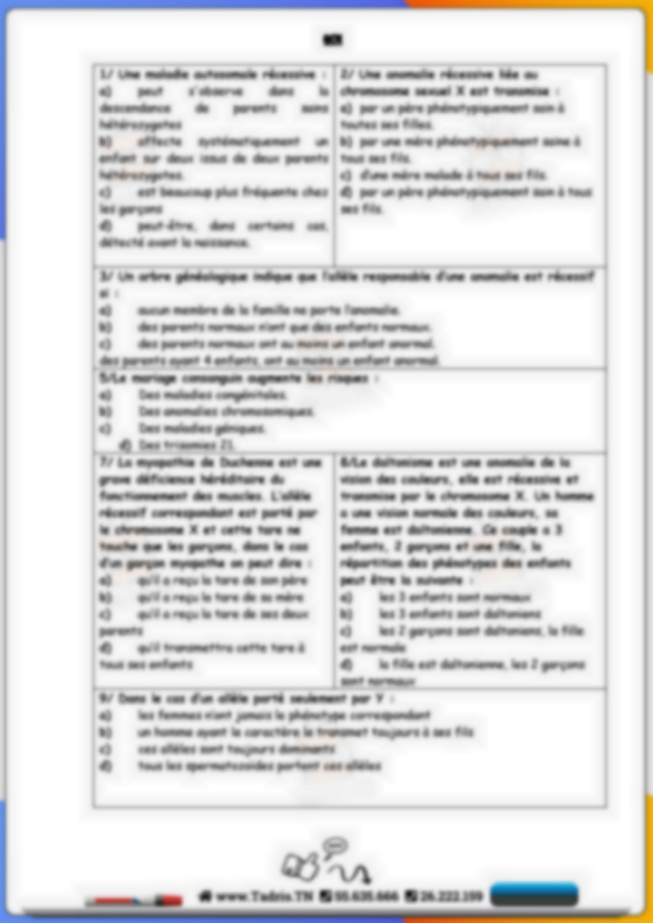 ≡ Bilan Reproduction masculine — Sciences SVT ( Bac Math ) — Tadris.TN ...