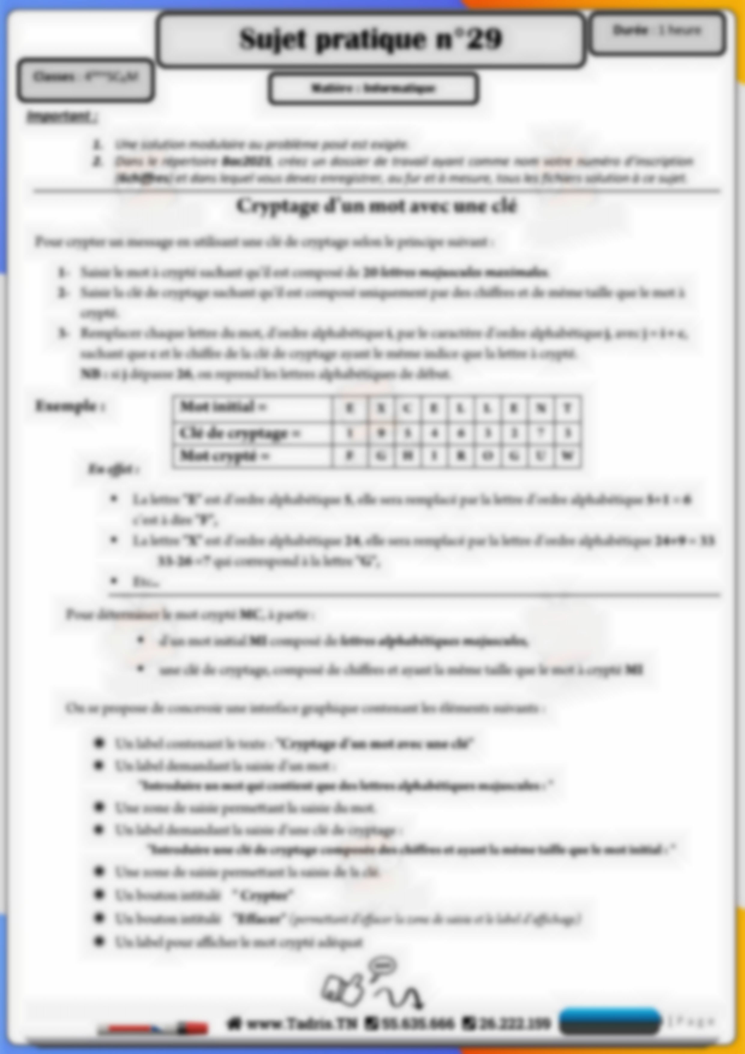 ≡ Python — Informatique Bac Sc Expérimentales — Tadris Tn ⚡ Dourous Da3m And Tadarok Étude