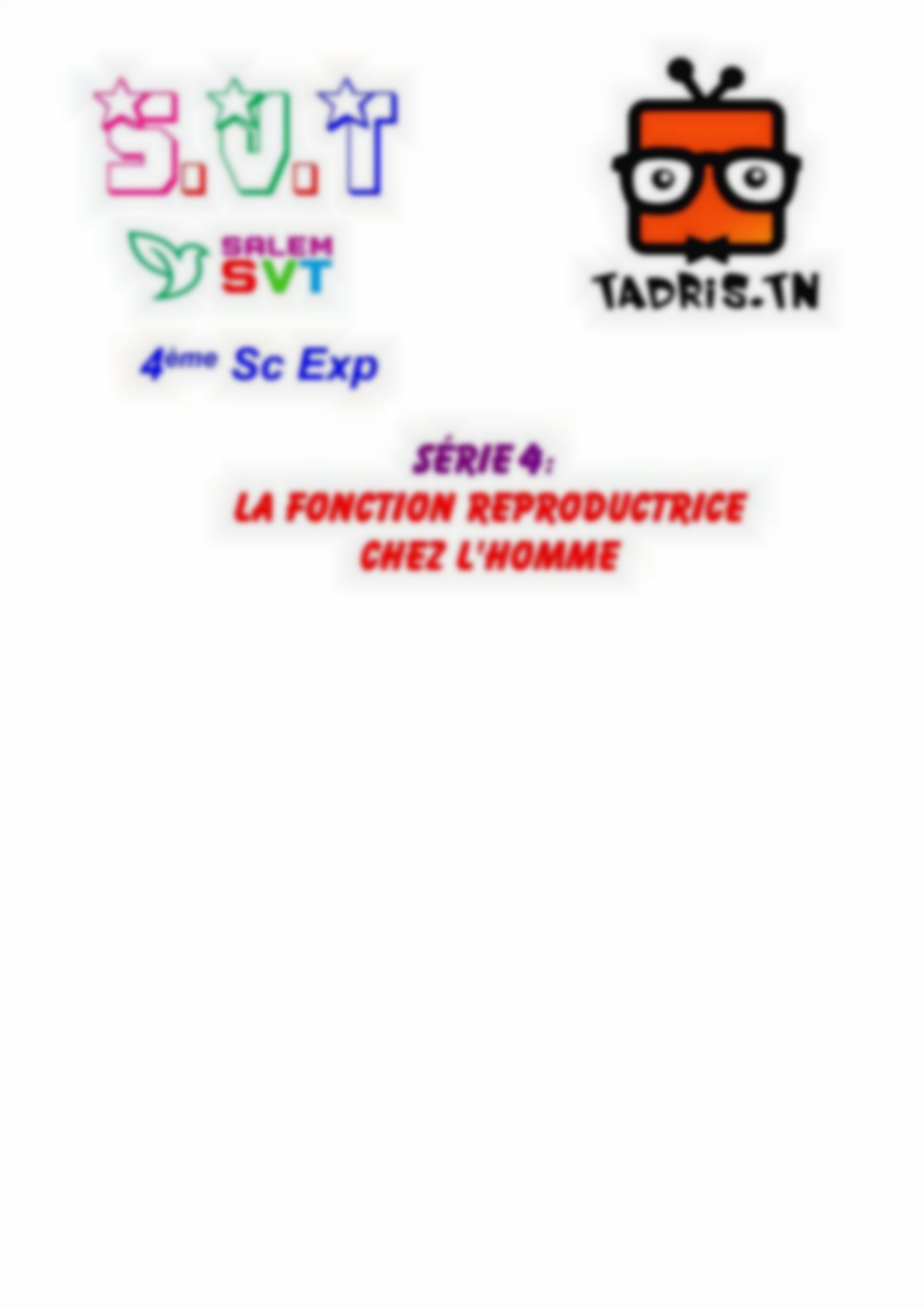 ≡ 18 Bilan Reproduction masculine — Bac Sc.expérimentales ( Sciences ...