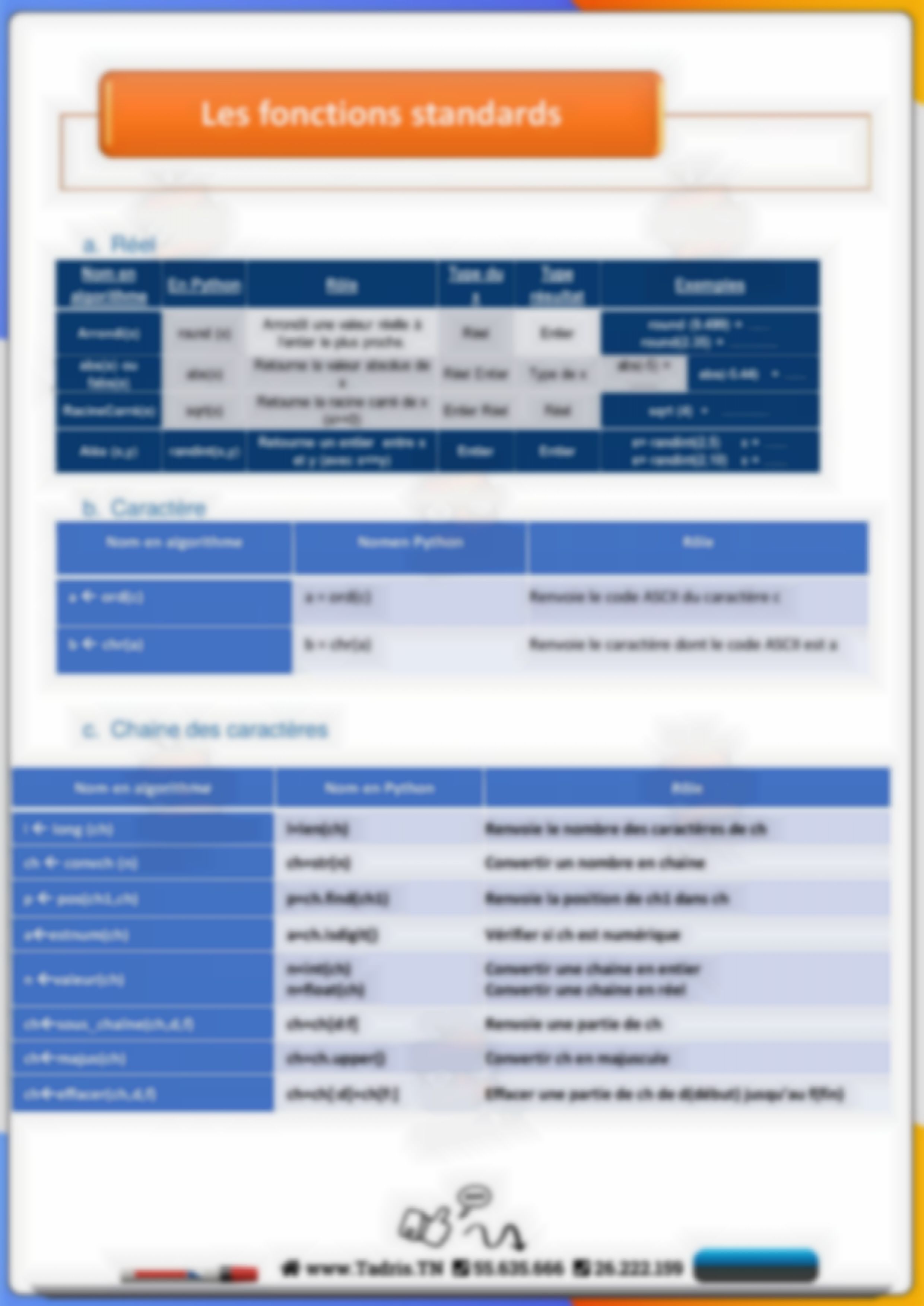 ≡ Python — Bac Mathématiques Informatique — Tadris Tn ⚡ Dourous Da3m And Tadarok Étude En