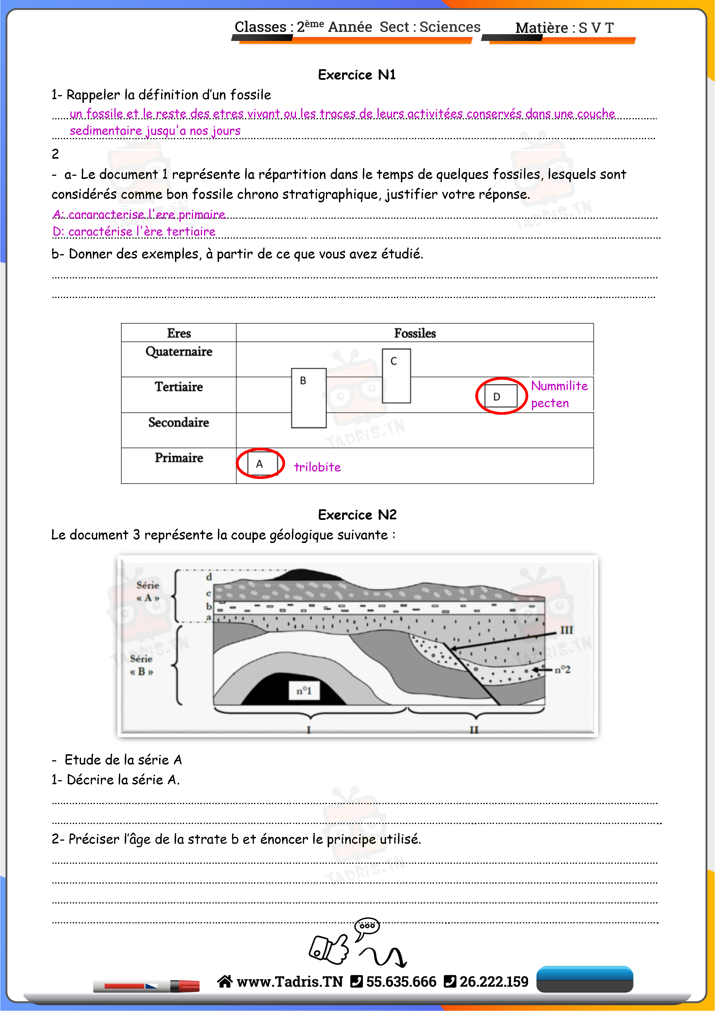 ≡ 2ème années Sciences ( Sciences SVT 2023 2024 ) — Tadris.TN | DOUROUS ...
