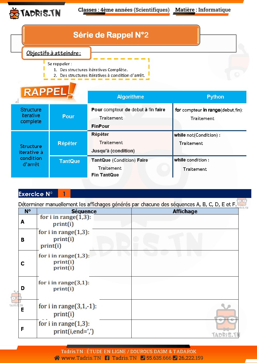 ≡ Recherche Séquentielle Python — Bac Mathématiques Informatique — Tadris Tn ⚡ Dourous Da3m