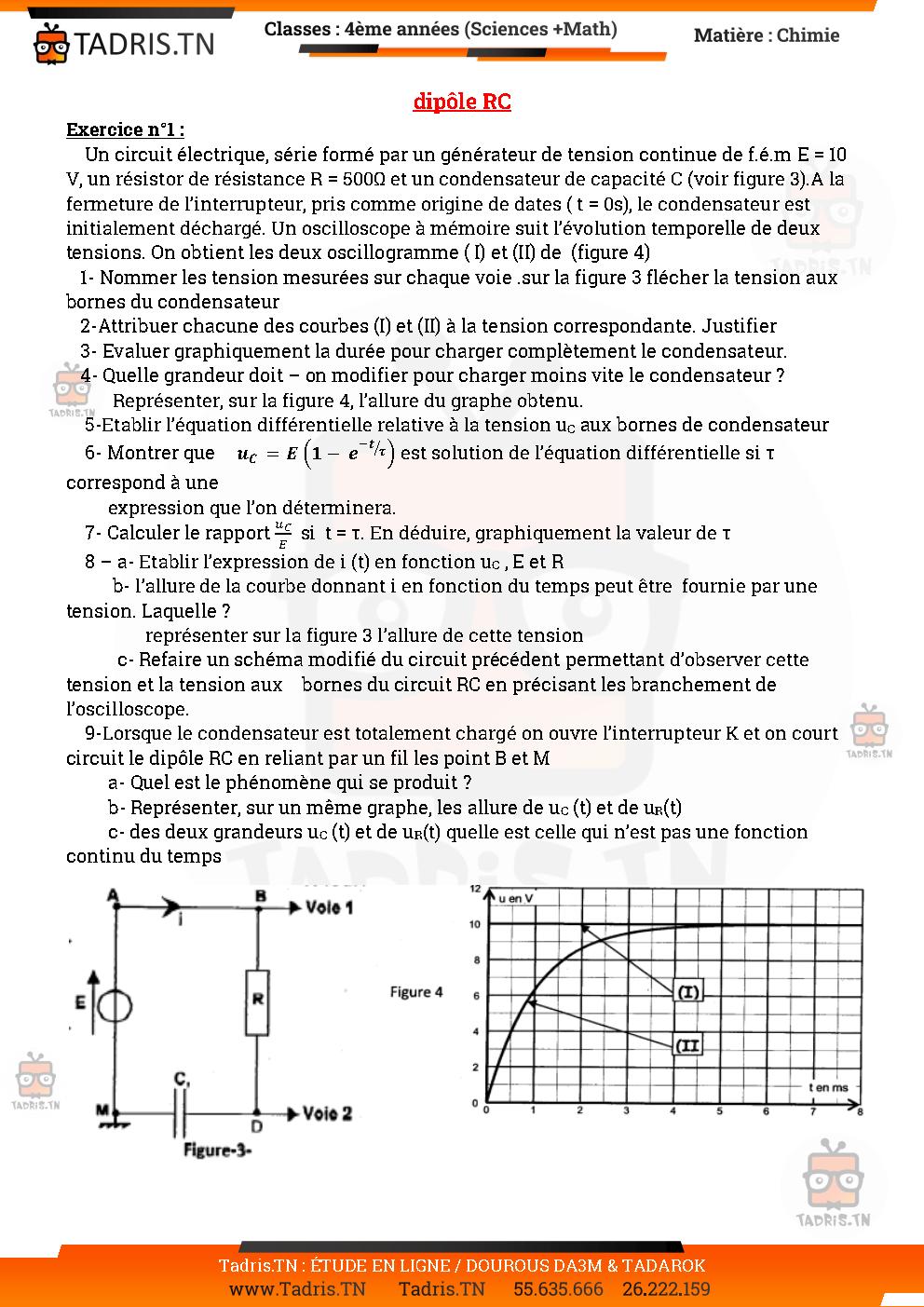 ≡ 3. Charge du condensateur et intensité du courant — Bac Math ...